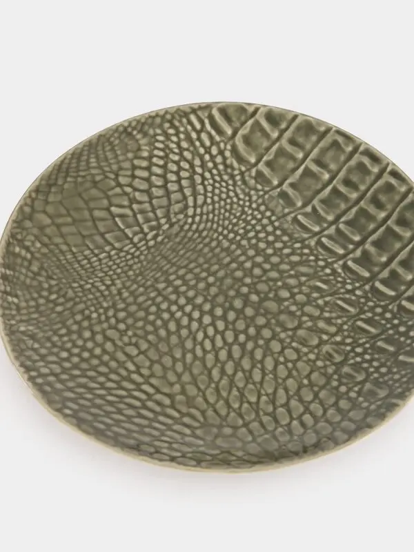 HOUSE OF CAPRICORN Jacaré Ceramic Dessert Plate - Green
