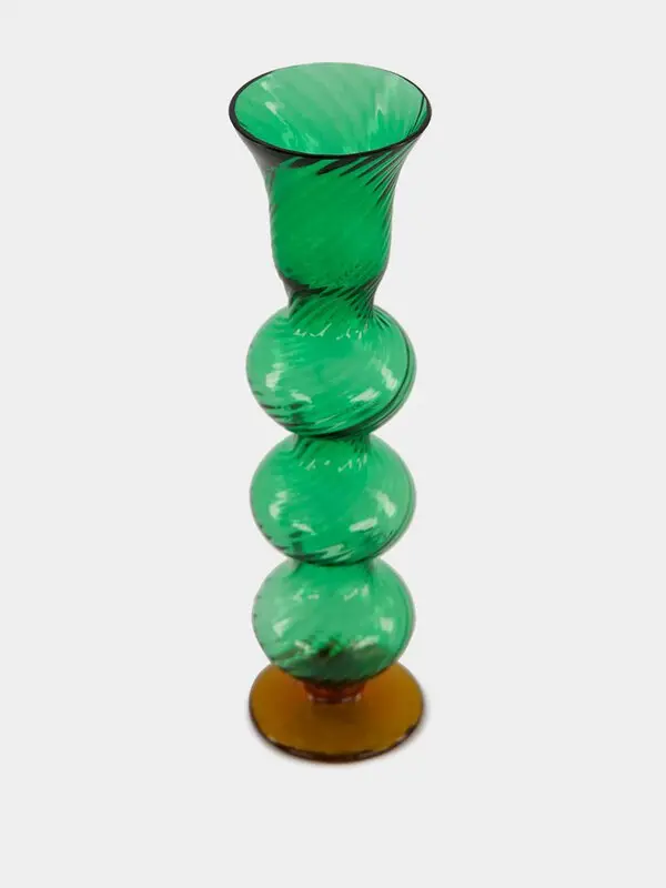 La DoubleJ Murano Glass Triple-bubble Candlestick - Green