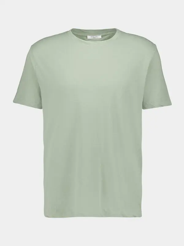 Boglioli Light Cotton Linen Crew Neck T-shirt - Green