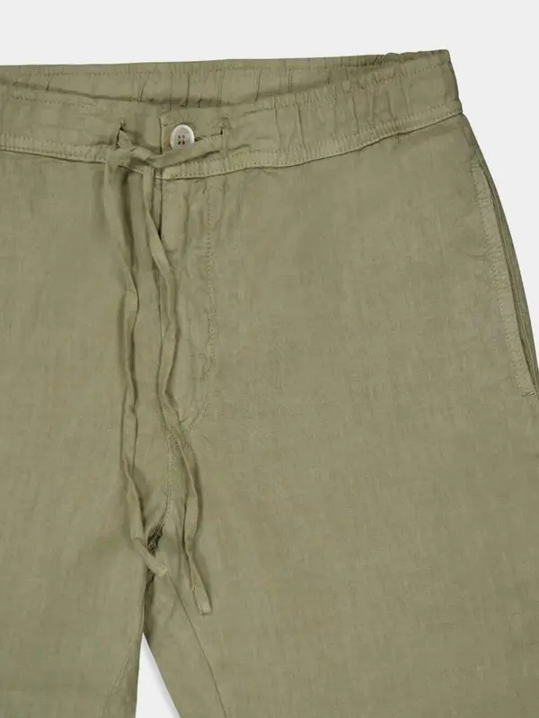 120% Lino Linen Drawstring Trousers - Green
