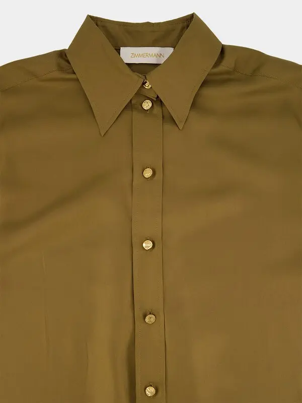 Zimmermann Olive Silk Button-up Shirt