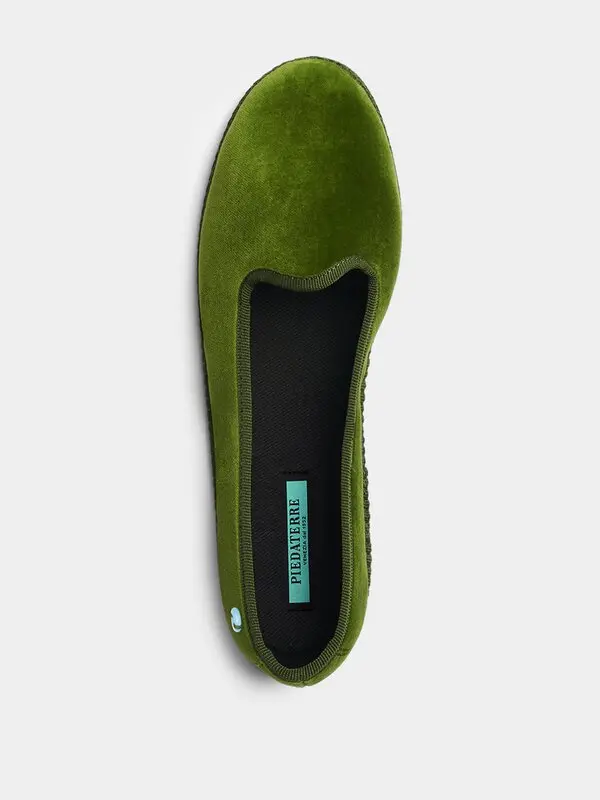 PIEDATERRE Modigliani Velvet Flats - Green