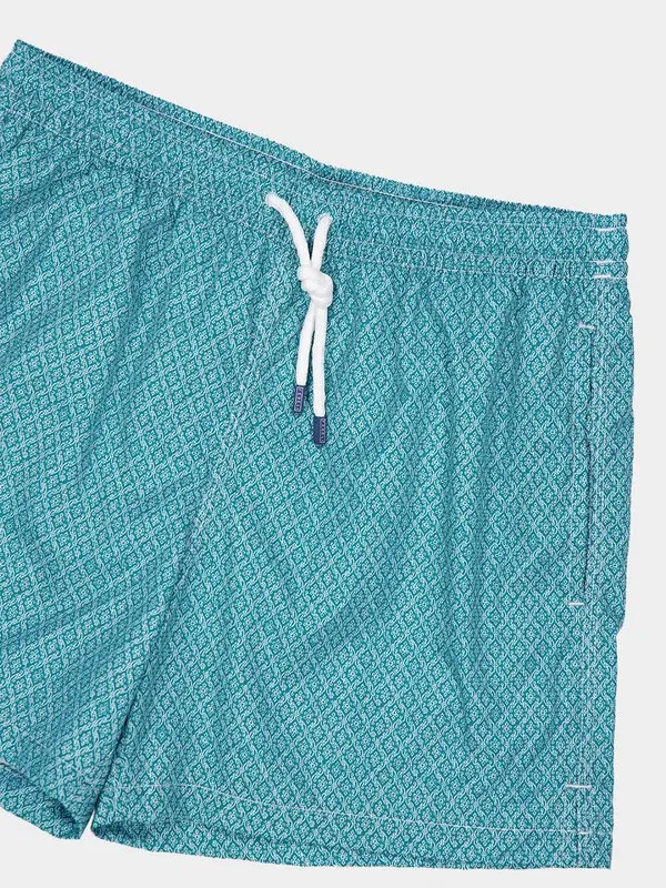 Fedeli Diamond Weave Swim Shorts - Green