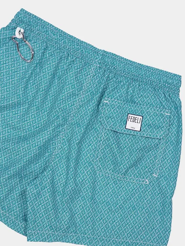 Fedeli Diamond Weave Swim Shorts - Green
