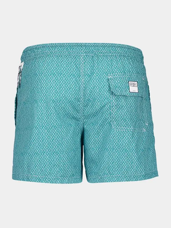 Fedeli Diamond Weave Swim Shorts - Green
