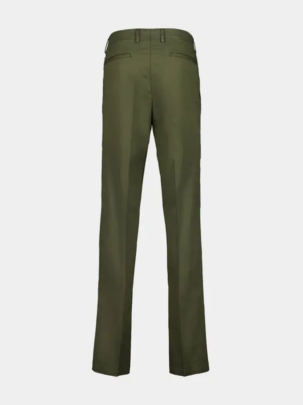 Boglioli Khaki Regular Fit Cotton Trousers - Green