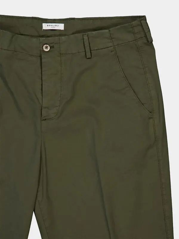 Boglioli Khaki Regular Fit Cotton Trousers - Green
