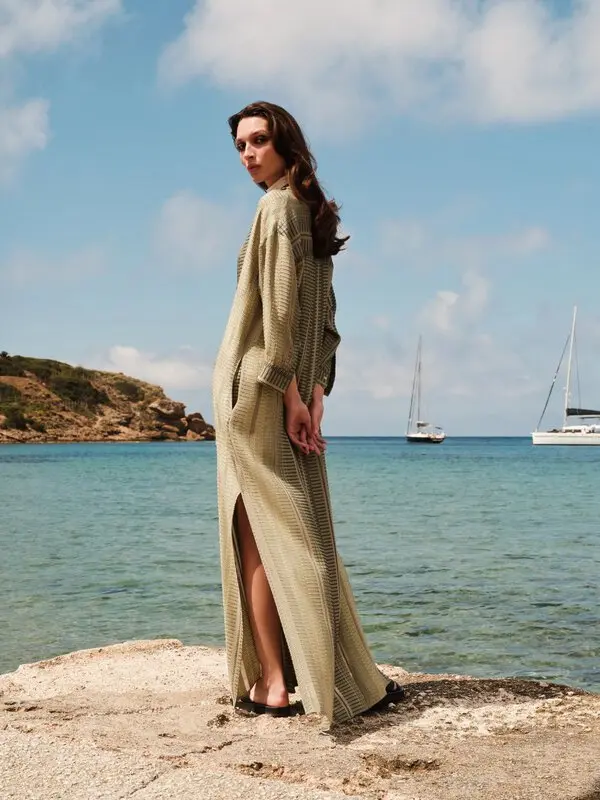 Zeus+dione Textured Silk Shirt Dress - Green