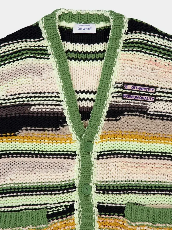 Off-White Striped Knit Cardigan