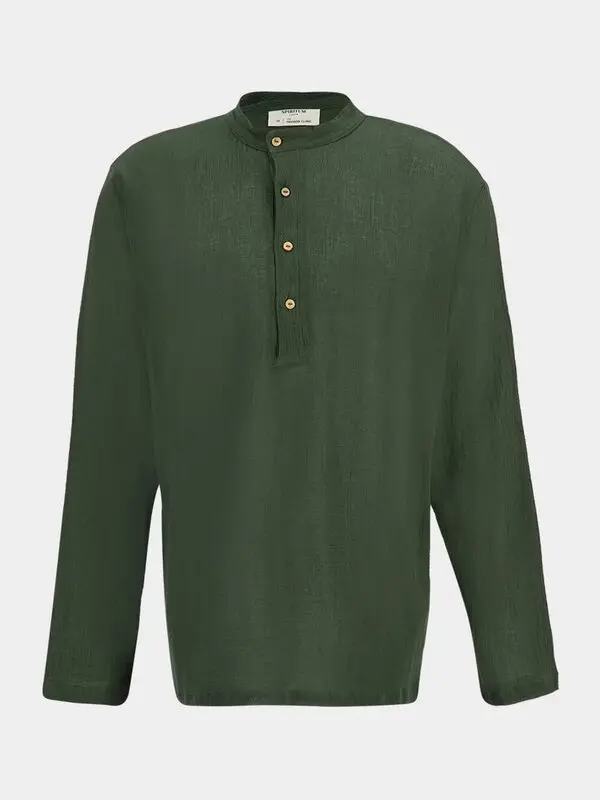 Spiritum Tulum Forest Gauze Cotton Shirt - Green