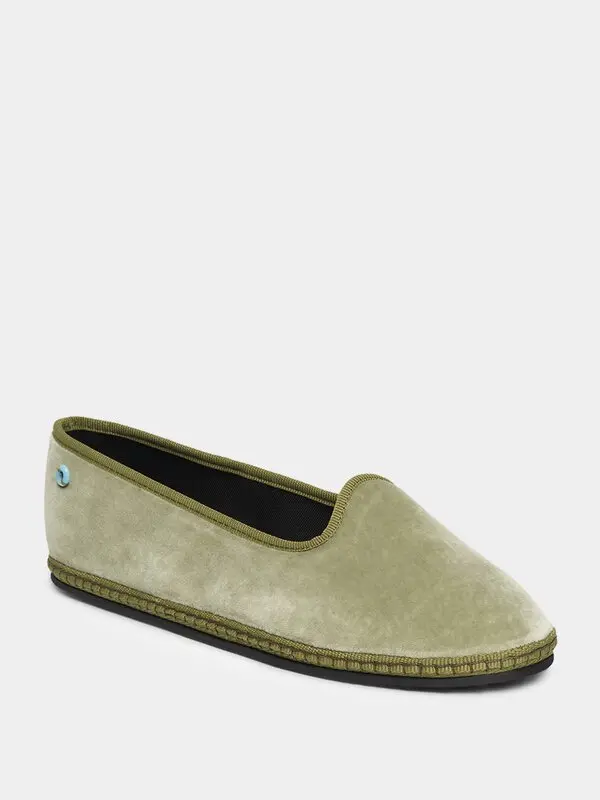 PIEDATERRE Modigliani Velvet Flats - Green