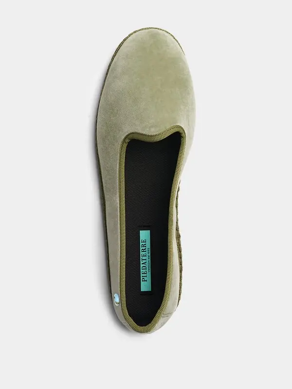 PIEDATERRE Modigliani Velvet Flats - Green
