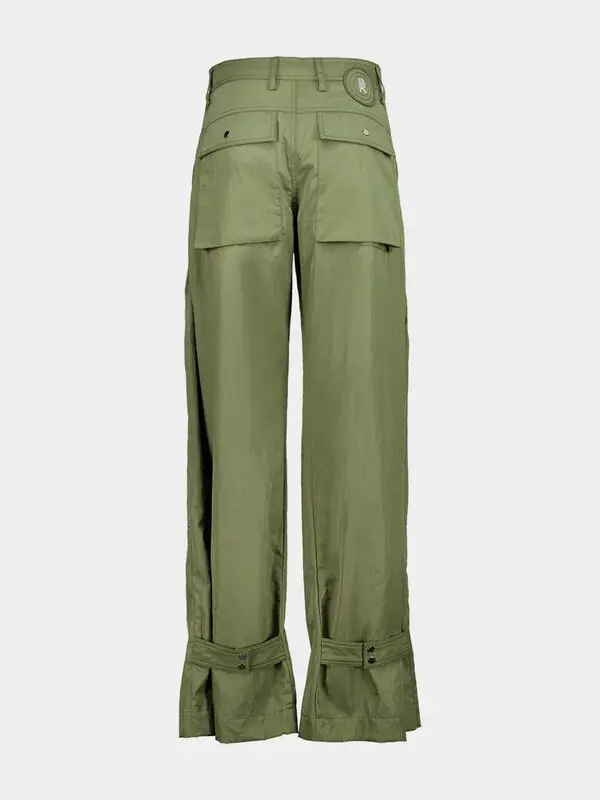 Rabanne Straight Fit Cotton Polyamide Trousers - Green