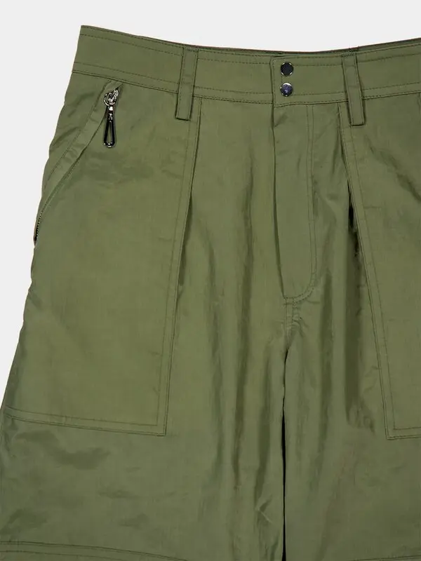 Rabanne Straight Fit Cotton Polyamide Trousers - Green