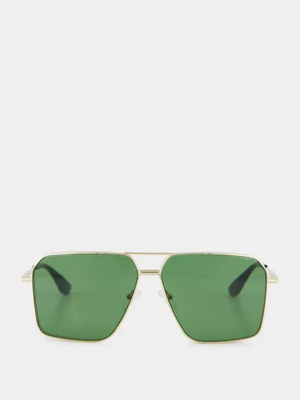 Alexander McQueen Metal Sunglasses - Green