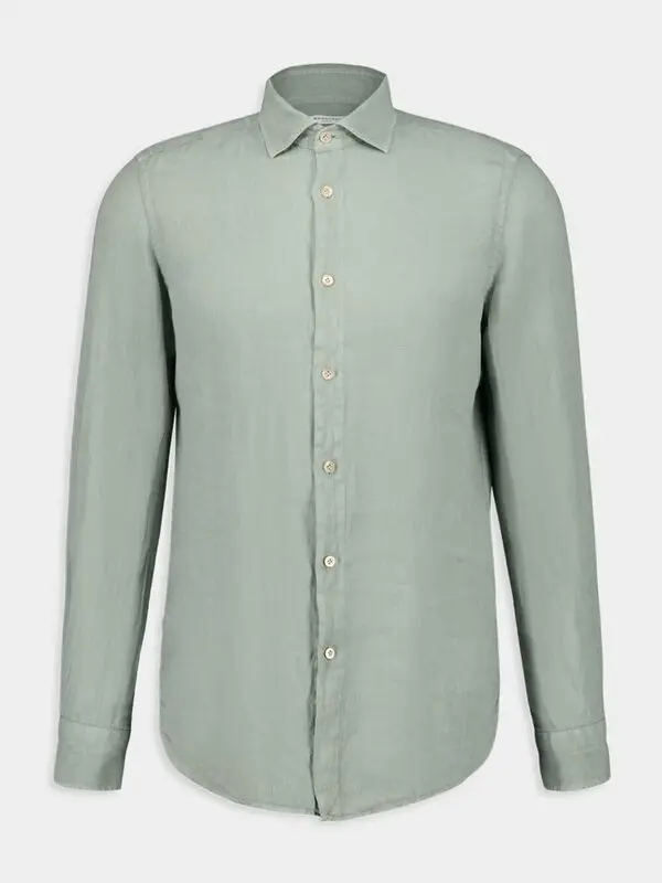 Boglioli Mint Garment-dyed Linen Shirt - Green