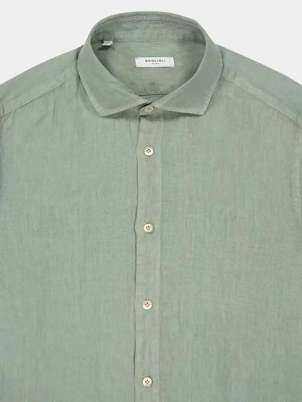 Boglioli Mint Garment-dyed Linen Shirt