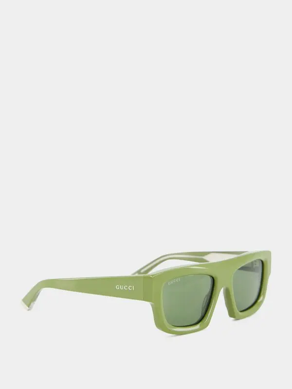 Gucci Rectangular Frame Sunglasses - Green