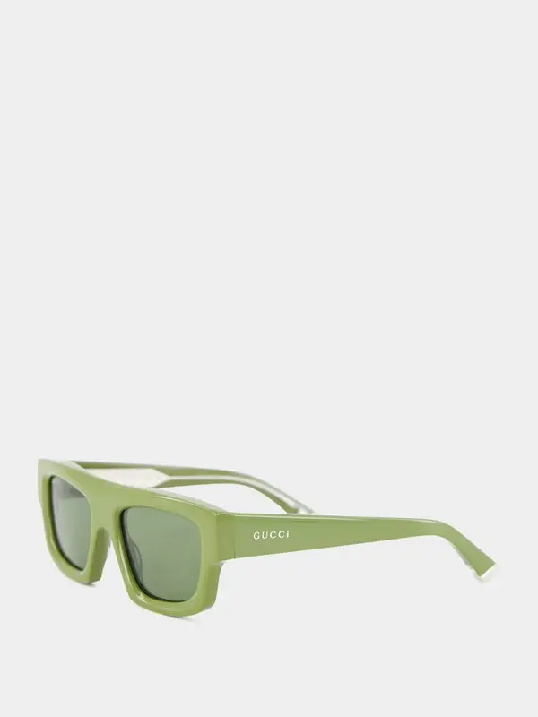 Gucci Rectangular Frame Sunglasses - Green