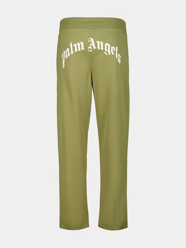 Palm Angels Army Track Pants With Back Curved Logo - Green