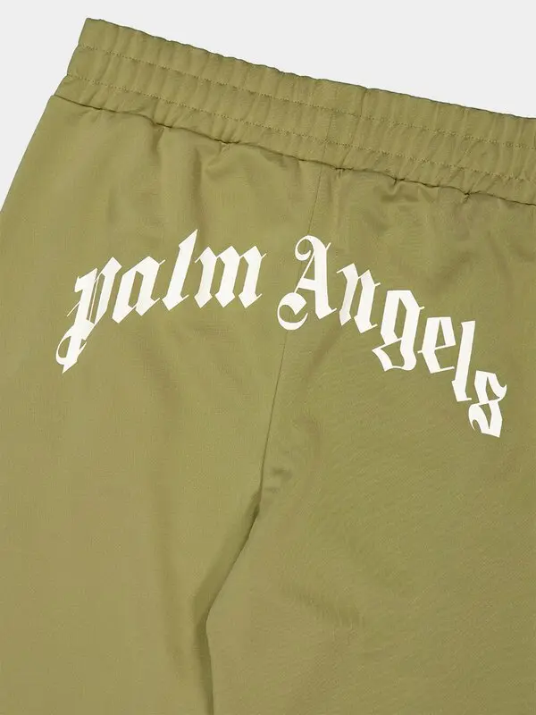 Palm Angels Army Track Pants With Back Curved Logo - Green