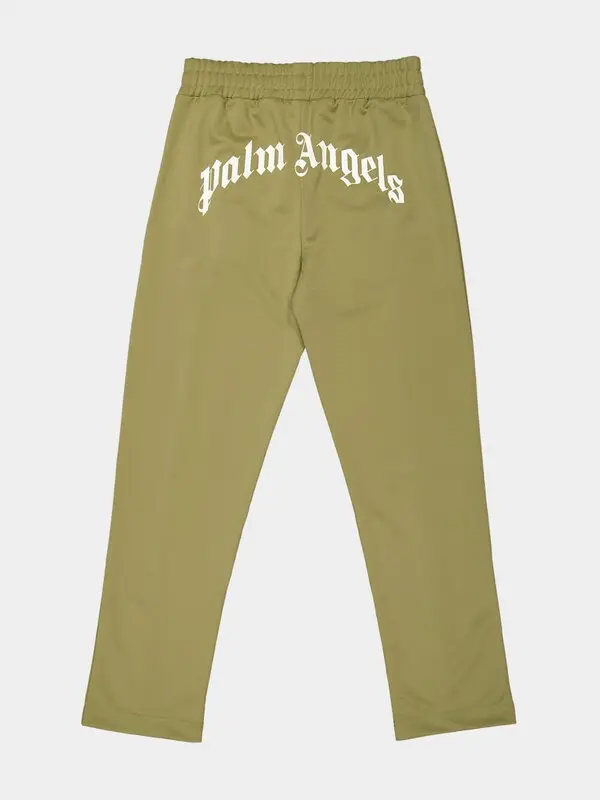 Palm Angels Army Track Pants With Back Curved Logo - Green
