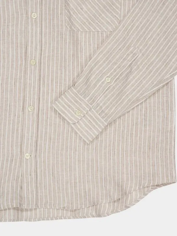 Frescobol Carioca Khaki Striped Linen Button-up Shirt