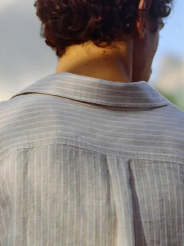 Frescobol Carioca Khaki Striped Linen Button-up Shirt