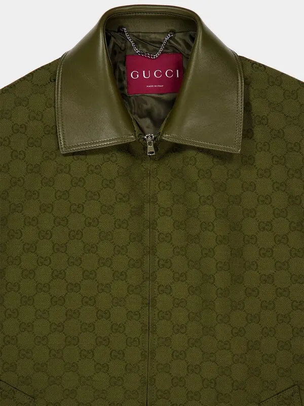 Gucci Gg Canvas Jacket With Leather Collar