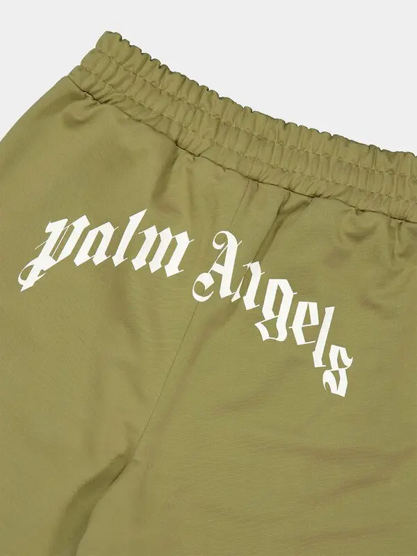 Palm Angels Army Track Shorts With Back Curved Logo