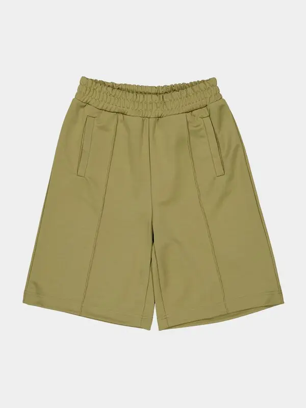 Palm Angels Army Track Shorts With Back Curved Logo
