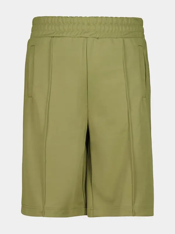 Palm Angels Army Track Shorts With Back Curved Logo - Green