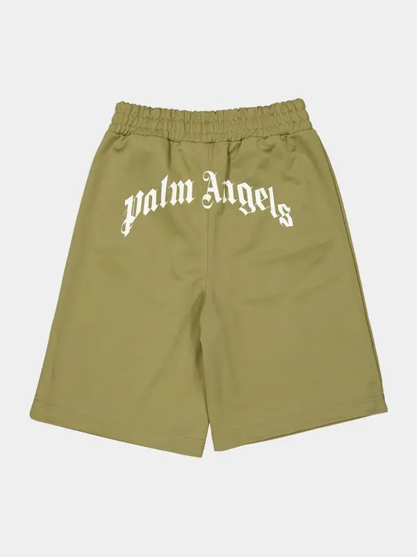 Palm Angels Army Track Shorts With Back Curved Logo
