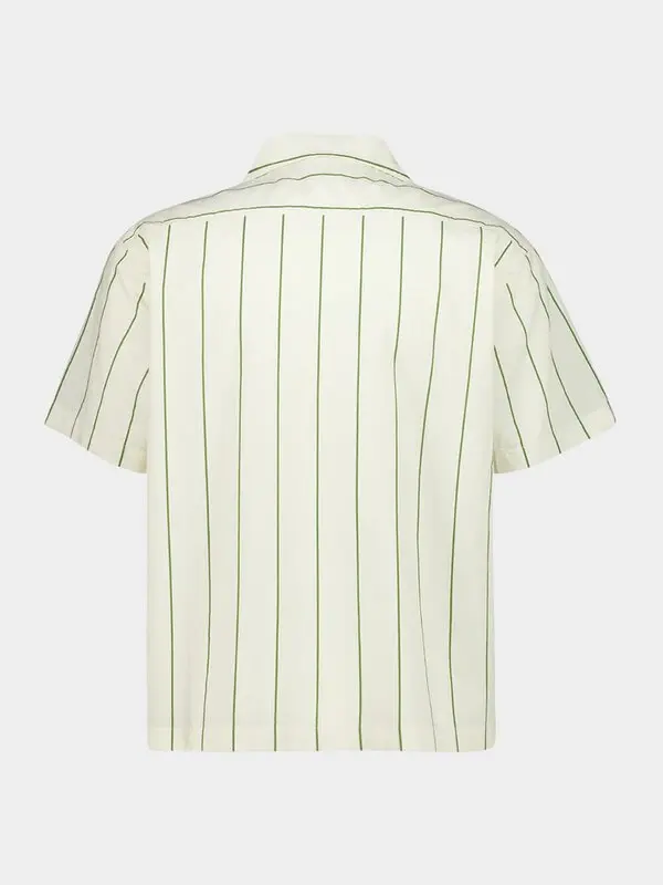 BODE Celery Stripe Short-sleeve Cotton Shirt - Green