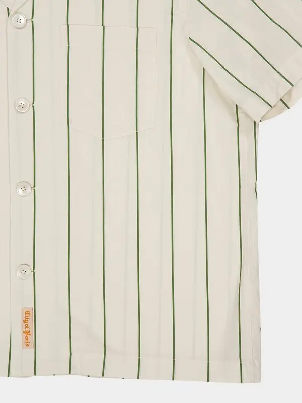 BODE Celery Stripe Short-sleeve Cotton Shirt - Green