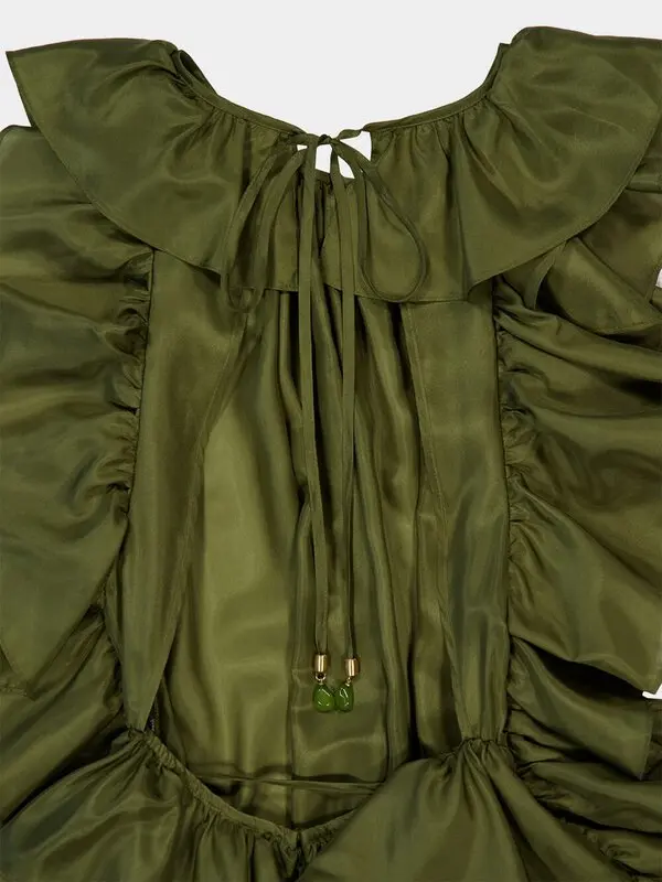 Zimmermann Cascadian Ruffle Midi Dress - Green