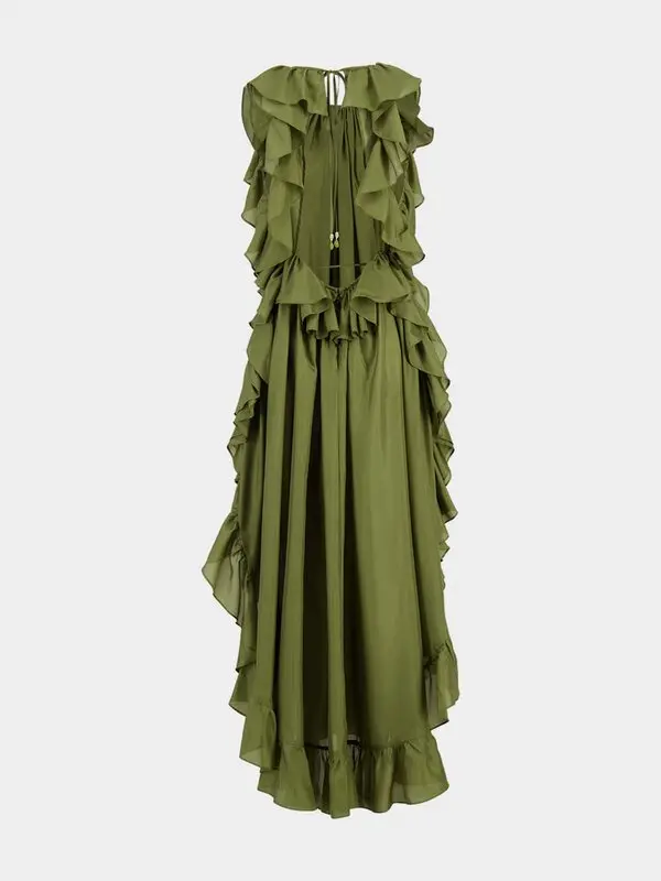 Zimmermann Cascadian Ruffle Midi Dress - Green