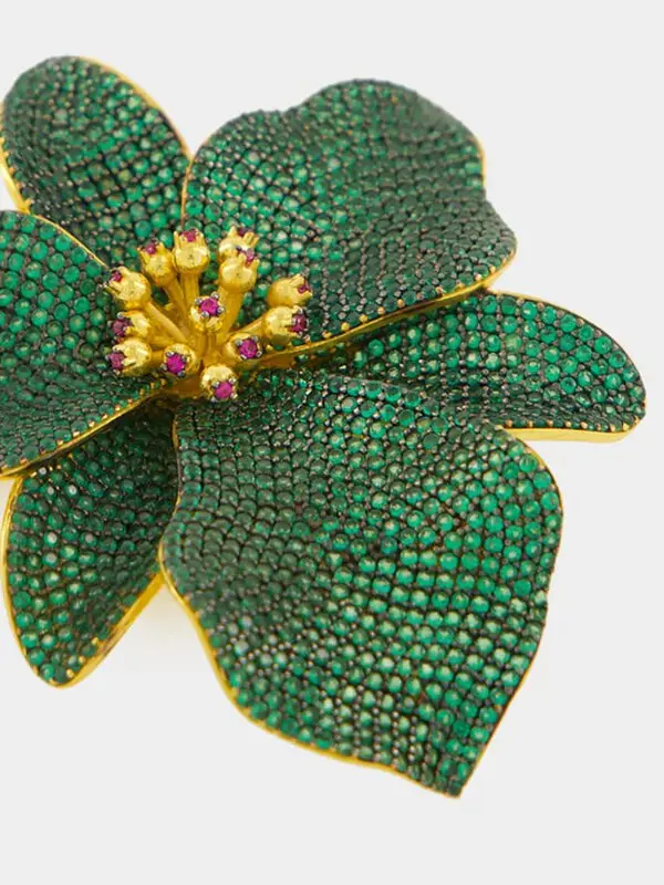 Begum Khan Gold-plated Singapore Orchid Clip-on Earrings - Green