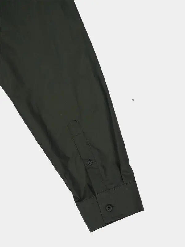 Balenciaga Khaki Logo Print Long Sleeve Shirt