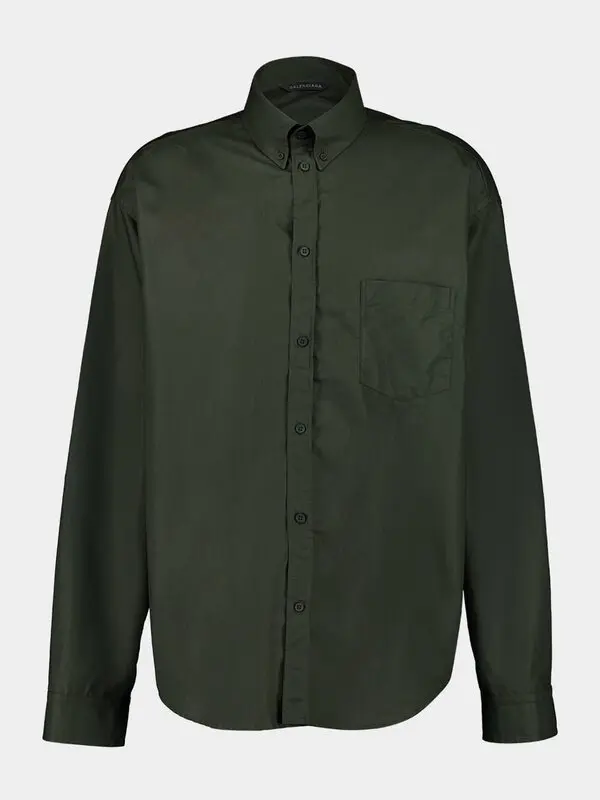 Balenciaga Khaki Logo Print Long Sleeve Shirt