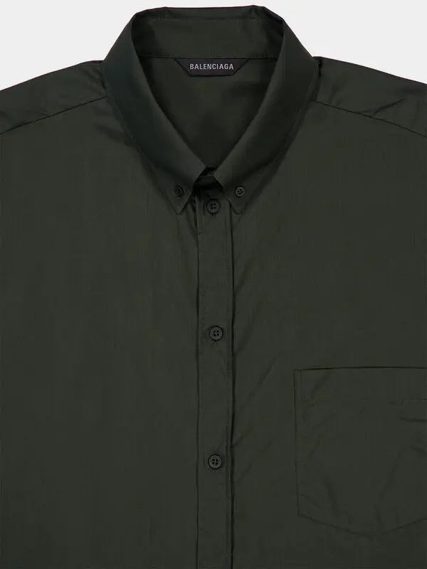 Balenciaga Khaki Logo Print Long Sleeve Shirt
