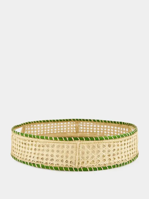 La DoubleJ Raffia Woven Tray - Green