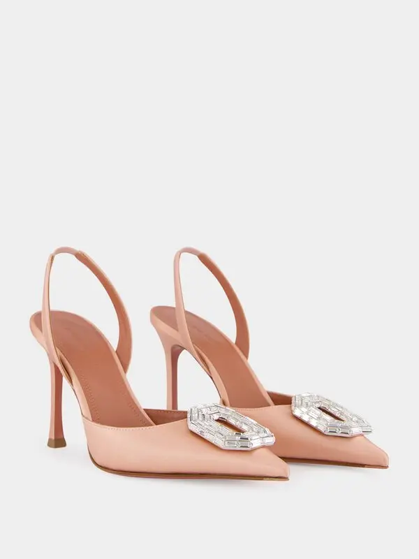 Amina Muaddi Camelia Sling 90 In Satin - Pink