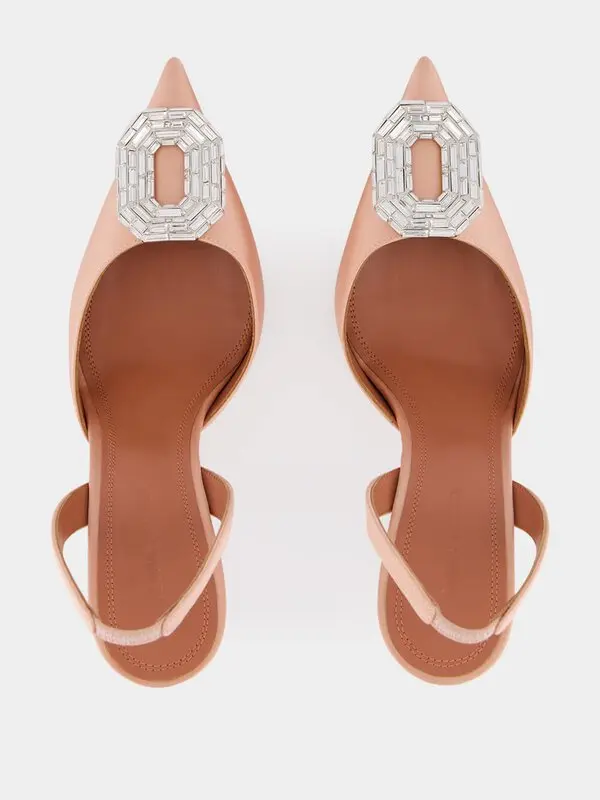 Amina Muaddi Camelia Sling 90 In Satin - Pink