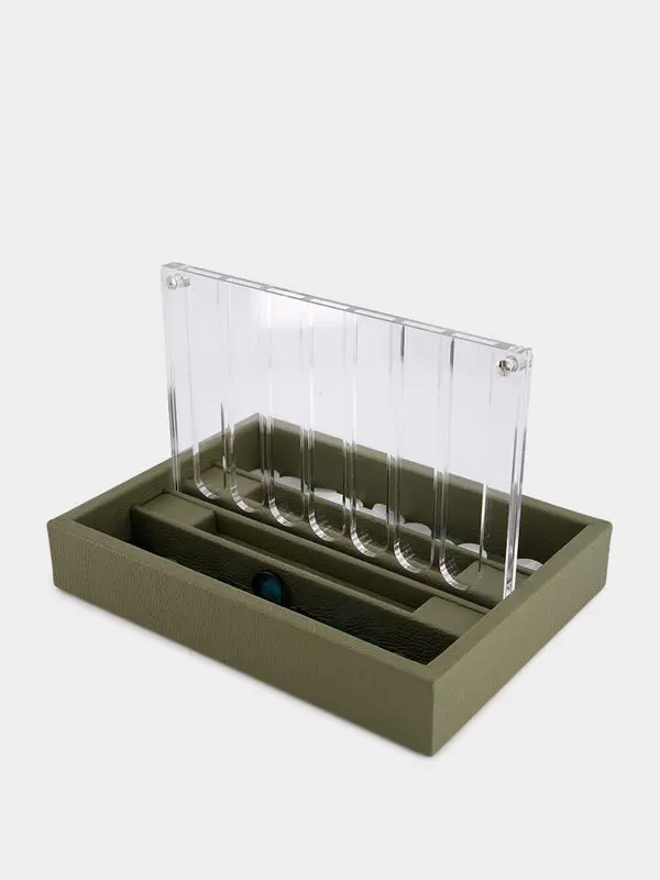 Hector Saxe Paris Leather Connect 4 Game - Green