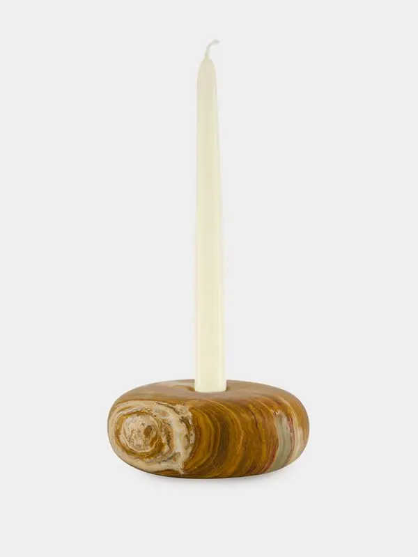ZACONI Sora Cairn Onyx Medium Candle Holder - Green