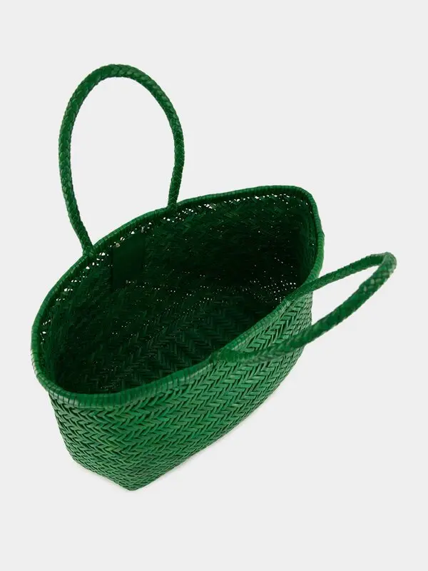 Dragon Diffusion Parrot Triple Jump Big Woven Leather Tote - Green