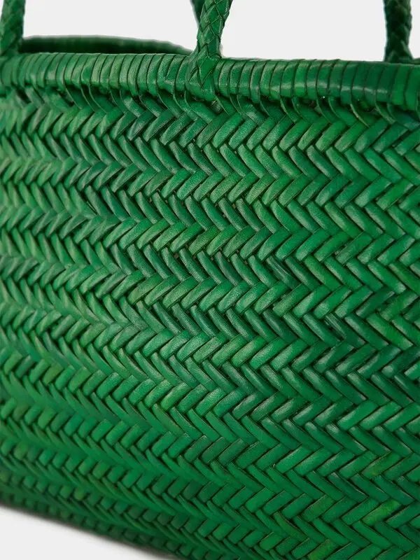 Dragon Diffusion Parrot Triple Jump Big Woven Leather Tote - Green