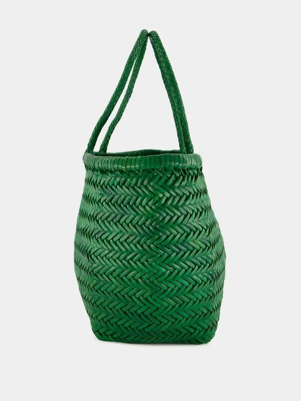 Dragon Diffusion Parrot Triple Jump Big Woven Leather Tote - Green