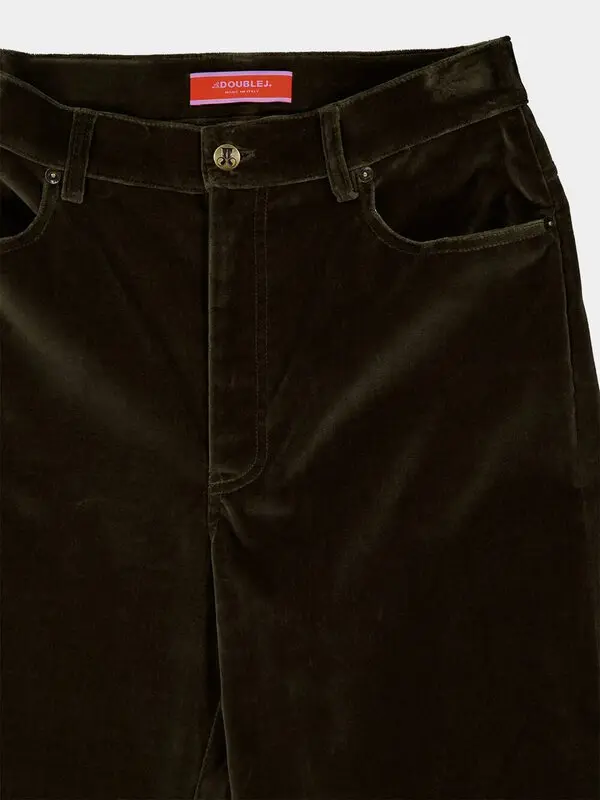 La DoubleJ Cotton Velvet Flared Trousers - Green